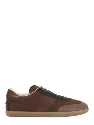 TOD'S Tabs Leather And Suede Sneakers - Brown