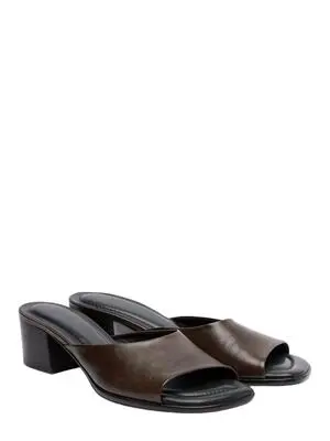 LEMAIRE 55 Leather Mules - Brown