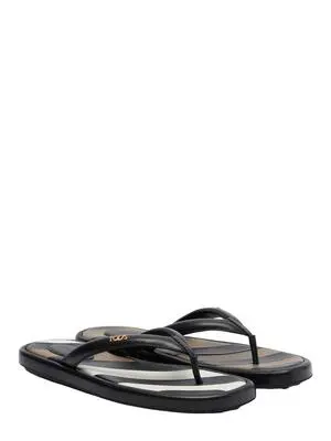 TOD'S Leather Thong Sandals - Black