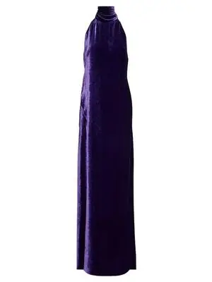 Ralph Lauren Tatum Halterneck Velvet Gown - Purple