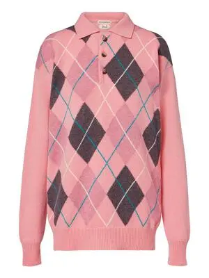 JW Anderson Argyle Wool Polo Sweater - Multicoloured