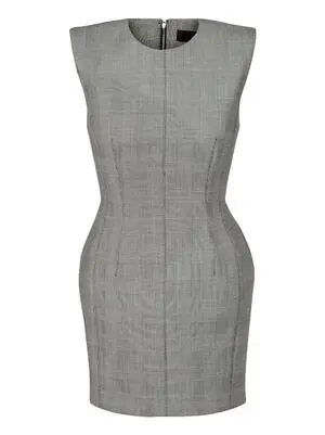 MUGLER Prince Of Wales Check Wool-blend Minidress - Grey
