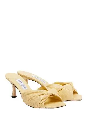 JIMMY CHOO Skye Twist Leather Mules - Yellow