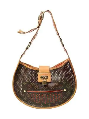 LOUIS VUITTON 2006 Demi Lune Pierced-monogram Shoulder Bag - Brown