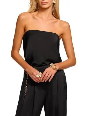 Ramy Brook Ruben Strapless Satin Bodysuit Black