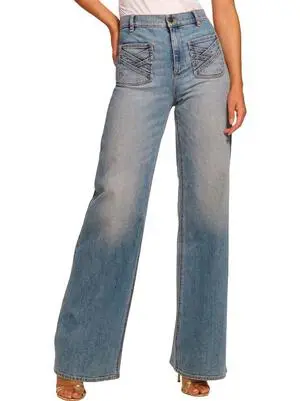 Ramy Brook Heidi Patch Pocket High-waist Wide-leg Jeans - Light Wash