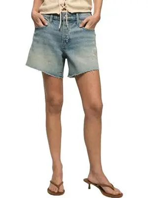 Lucky Brand Floral Embroidered Denim Shorts - Heart Throb Wash
