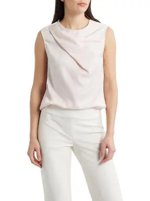 Anne Klein Asymmetric Sleeveless Cowl Neck Top - Soft Blossom