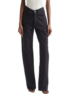Saint Laurent V-waist Wide Leg Jeans - Midnight Black