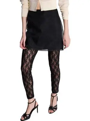 KENNETH COLE Sheer Lined Miniskirt - Black