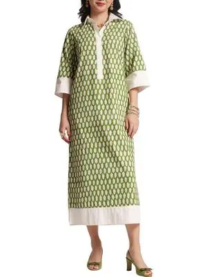 FRANCES VALENTINE Tracey Midi Dress - Green/oyster