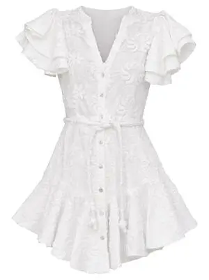 NO PISE LA GRAMA Arbolada Mini Dress - Embroidery Garden Off White