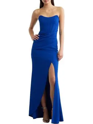EMERALD SUNDAE Strapless Cateye Corset Gown - Royal