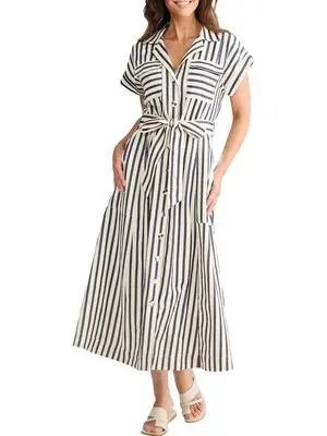 BRAVE+TRUE Stripe Maxi Shirt Dress - Navy Stripe