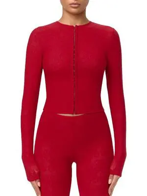 Naked Wardrobe Lace Crop Top - Ruby Red