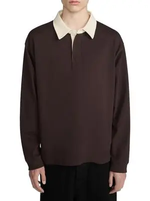 FRAME Cotton Rugby Polo - Deep Brown