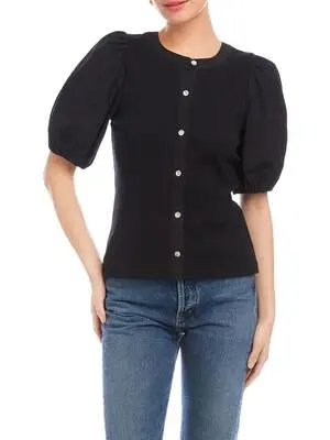Fifteen Twenty Terryn Mixed Media Top - Black
