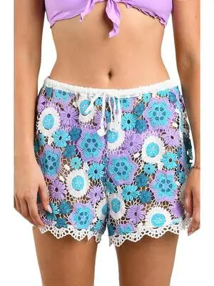 CITRUS Happy Open Stitch Cover-up Shorts - Lagoon