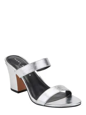 Marc Fisher Jessey Leather Slide Sandal - Silver