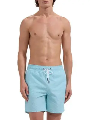 Bugatchi Kai Palm Print Swim Trunks - Aqua