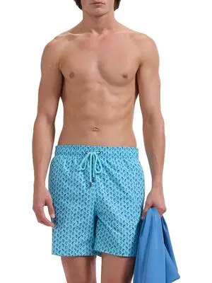 Bugatchi Printed Swim Trunks - Aqua