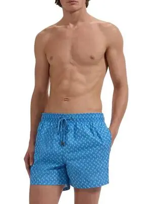 Bugatchi Printed Swim Trunks - Classic Blue
