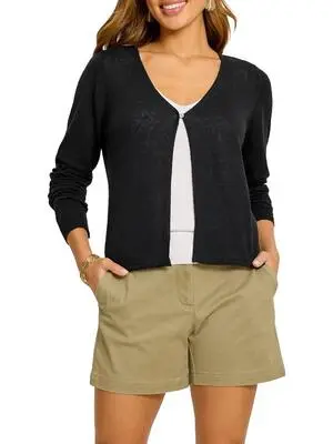 Tommy Bahama Adeline Linen Blend Jersey Cardigan - Black