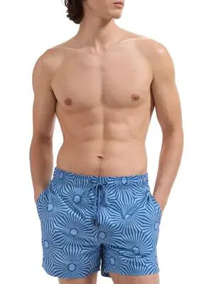 Bugatchi Printed Swim Trunks Cobalt