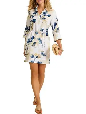 Tommy Bahama Beleza Blossom Linen Shift Dress - White