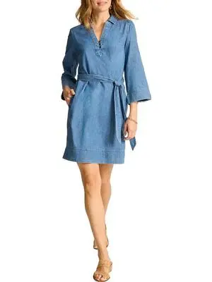 Tommy Bahama Belted Denim Shirt Dress - Indigo Oasis Wash