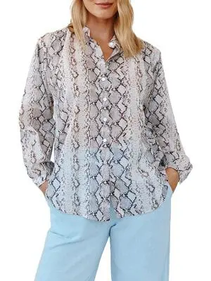 Bella Dahl Printed Shirred Shirt - Blush Snake Print