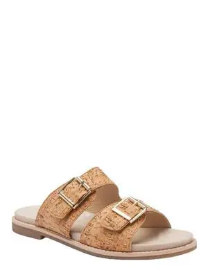 ARA Elm Studded Buckle Strap Slide Sandal - Natural