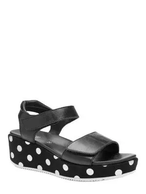 ARA Rosepetal Platform Wedge Sandal - Black/black/cream