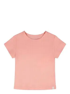 DEUX PAR DEUX Relaxed Straight Fit Crinkle Jersey Short Sleeve T-shirt - Peach Pink