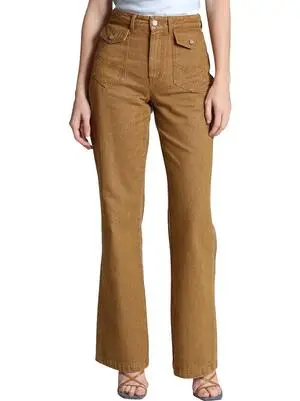 Avec Les Filles Patch Pocket Flare Jeans - Camel