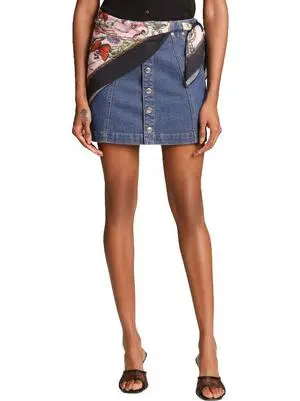 Avec Les Filles Side Panel Denim Skirt - Viceroy Wash