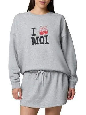 FLORENCE BY MILLS Cozy Crush Graphic Sweatshirt - Heather Grey/cherry