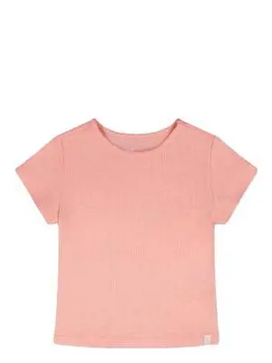 DEUX PAR DEUX Relaxed Straight Fit Crinkle Jersey Short Sleeve T-shirt - Peach Pink