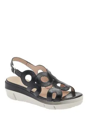 WONDERS Slingback Platform Sandals - Lack Black