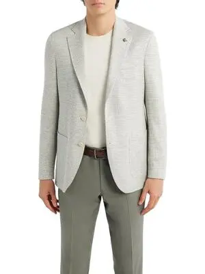 JACK VICTOR Hampton Houndstooth Knit Linen & Cotton Sport Coat - Sage