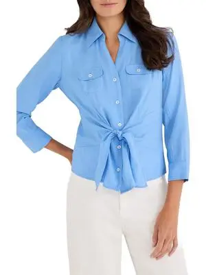 NIC+ZOE Tie Front Button-up Shirt - French Blue
