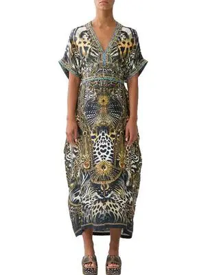 Camilla Short Sleeve Kaftan With Tie Waist - Feline Folklore