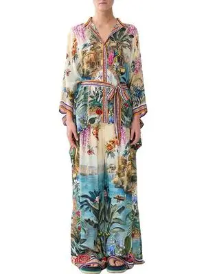Camilla Button Through Scarf Blouse - Bodrum Botanicals