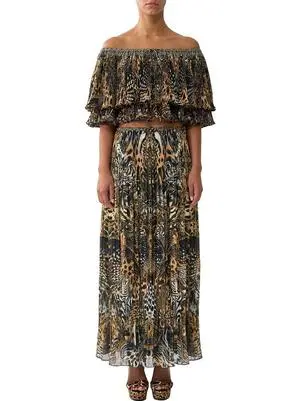 Camilla Off Shoulder Pleated Top - Feline Folklore