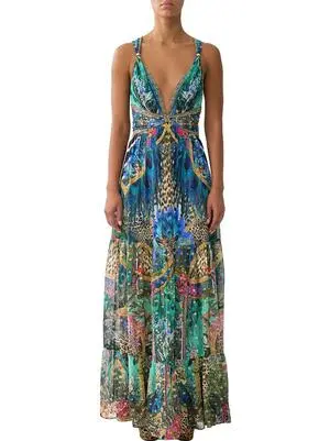 Camilla Bead Strap Gathered Panel Maxi Dress - Animal Alchemy