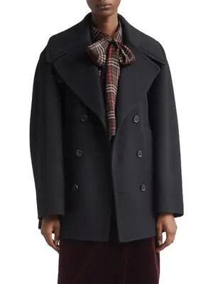 Saint Laurent Double-face Wool Pea Coat - Noir/profond