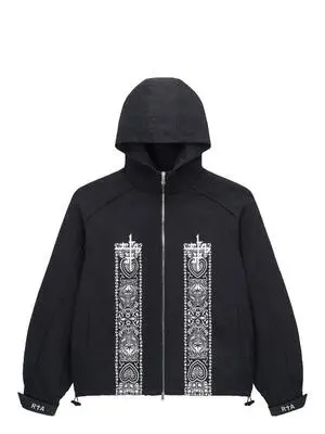 RtA Zayden Paisley Print Hooded Jacket - Black Paisley