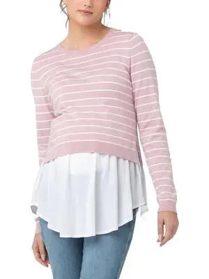RIPE MATERNITY Sia Nursing Knit - Dusty Pink/white