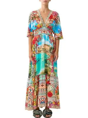 Camilla Waisted Maxi Dress With Ruffle Hem - Meet Me In Mallorca