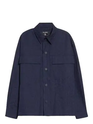 Balmain Monogram Cotton Jacquard Button-up Shirt - 6ub Marine